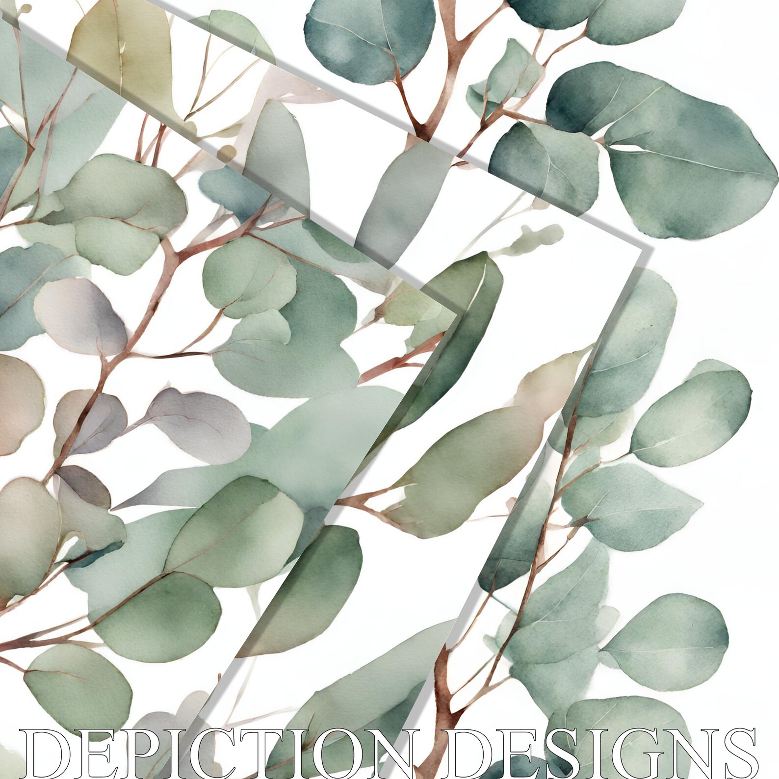 Eucalyptus Leaves Digital Papers Watercolor Leaves Scrapbook Paper ...