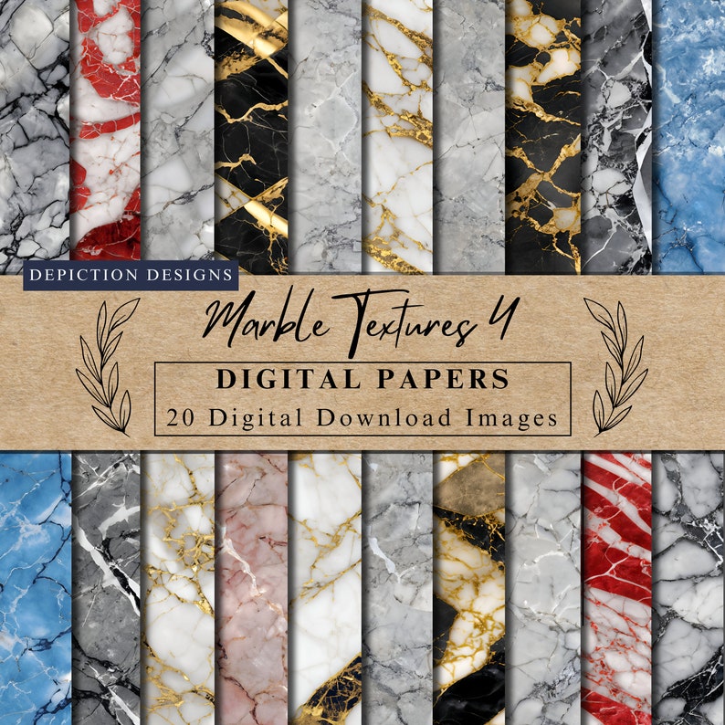 Luxurious Marble Pattern Digital Paper for DIY Craft Projects Printable ...