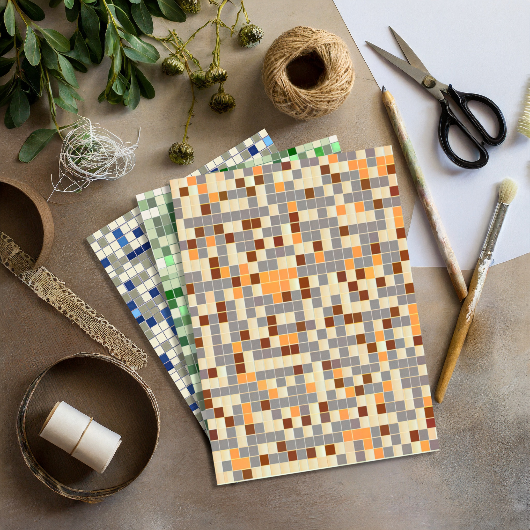 Mosaic Tiles Digital Paper for Craft Lover DIY Pattern Printable ...