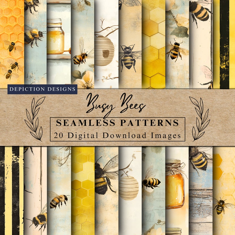 Bee Digital Paper - Etsy