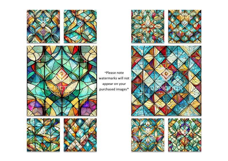 Tiffany Style Stained Glass Digital Papers Collection 1, Instant ...