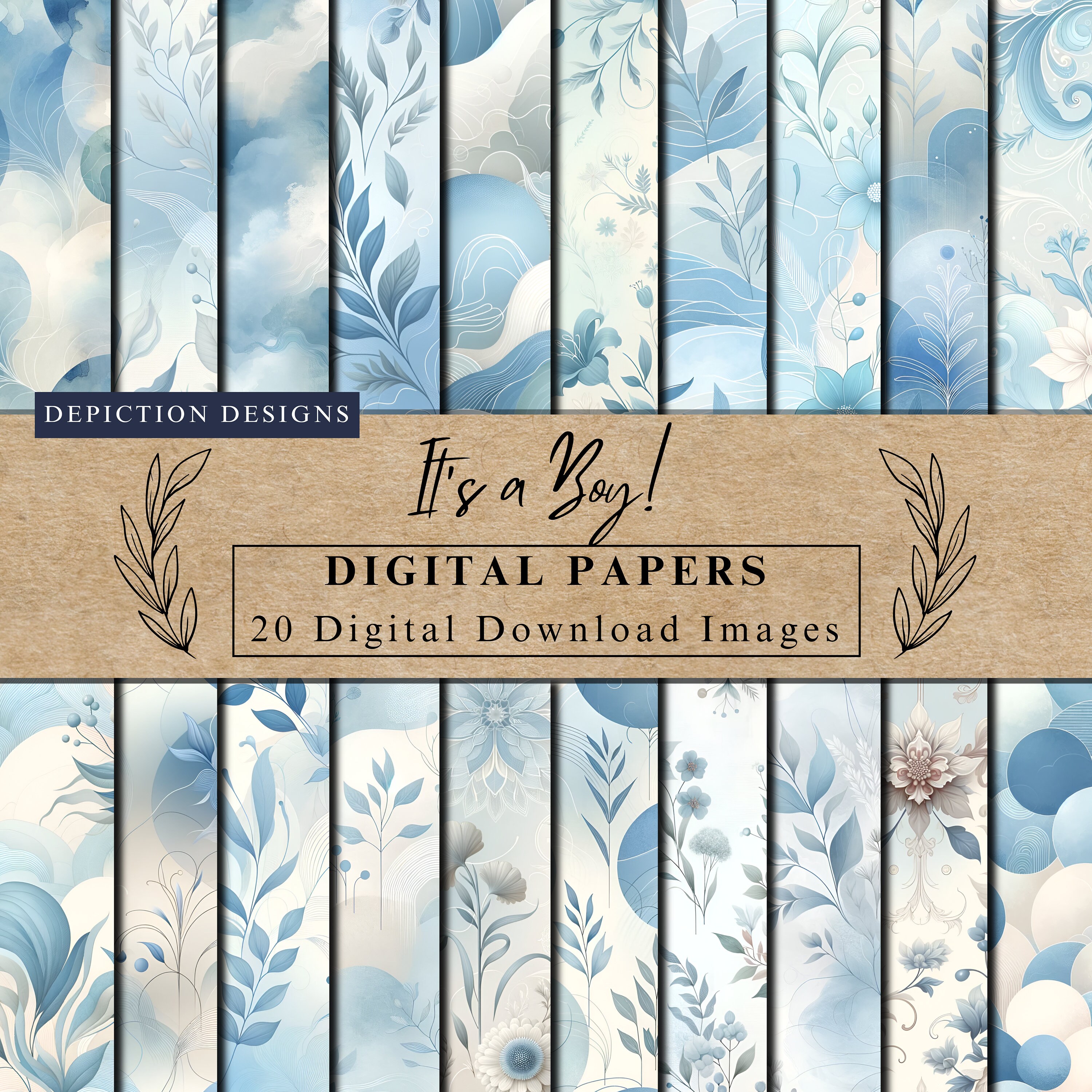 It's a Boy Digital Papers Collection 1, New Born Patterns, Baby Shower ...