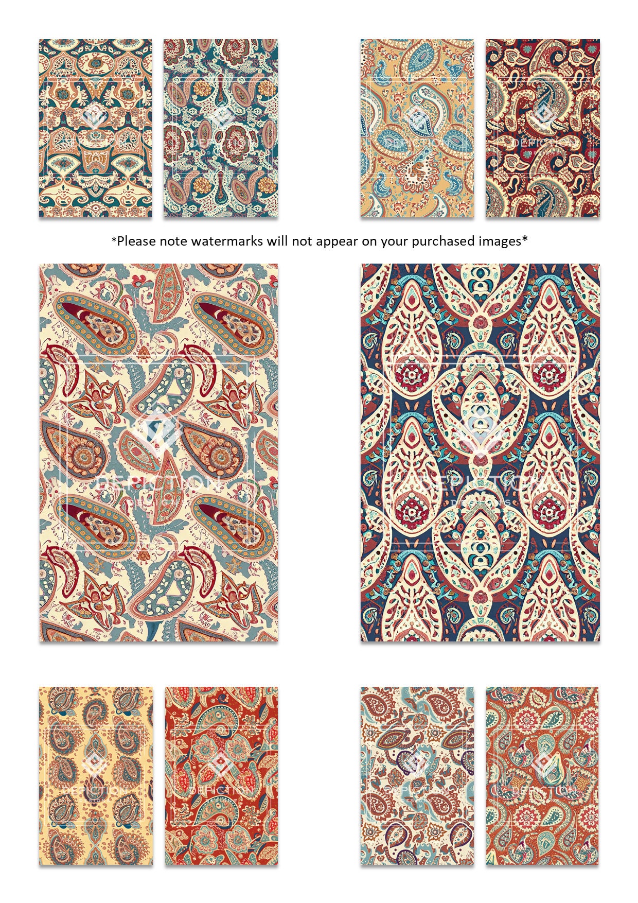 Indian Paisley Digital Papers Collection 3, Instant Download, Printable ...