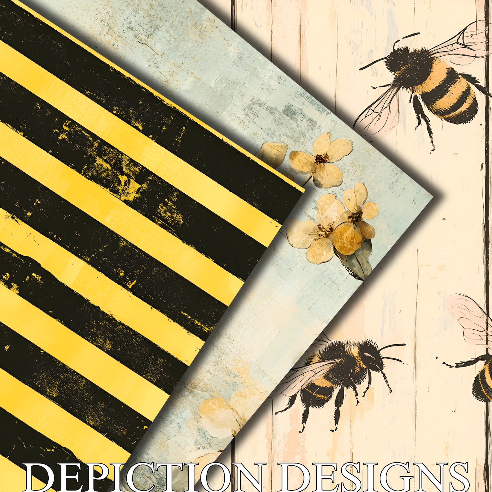 Bee Seamless Pattern Honey Bees Scrapbook Paper Honeycomb Digital Paper ...