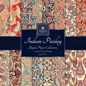 Indian Paisley Digital Papers Collection 3, Instant Download, Printable ...