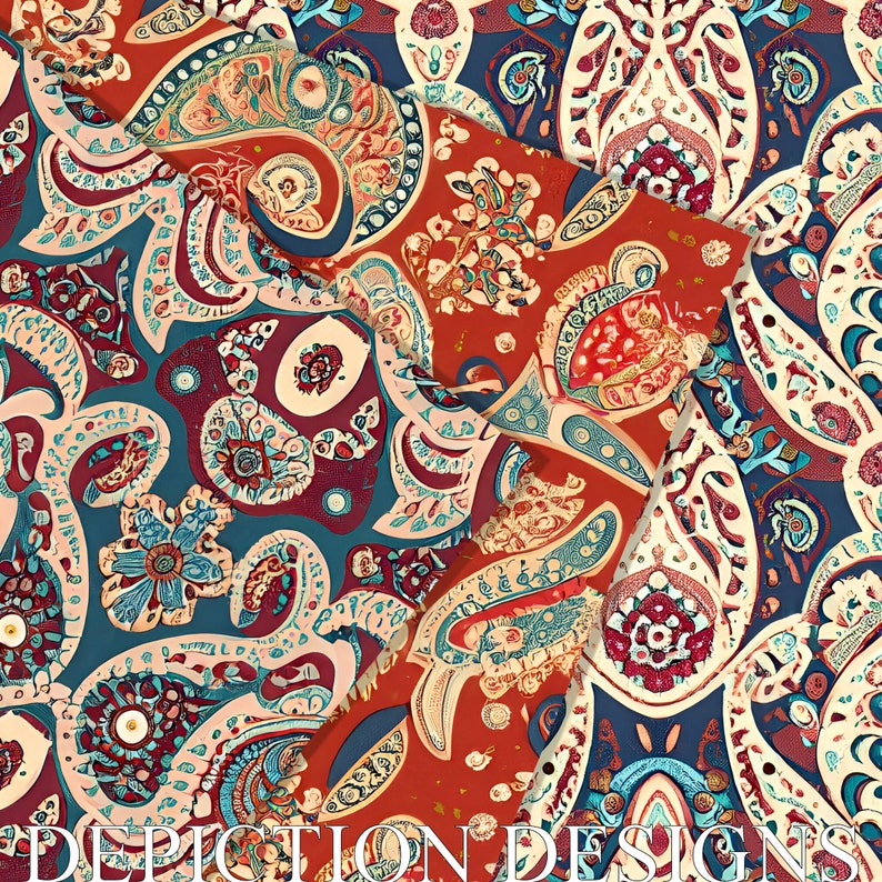 Indian Paisley Digital Papers Collection 3, Instant Download, Printable ...