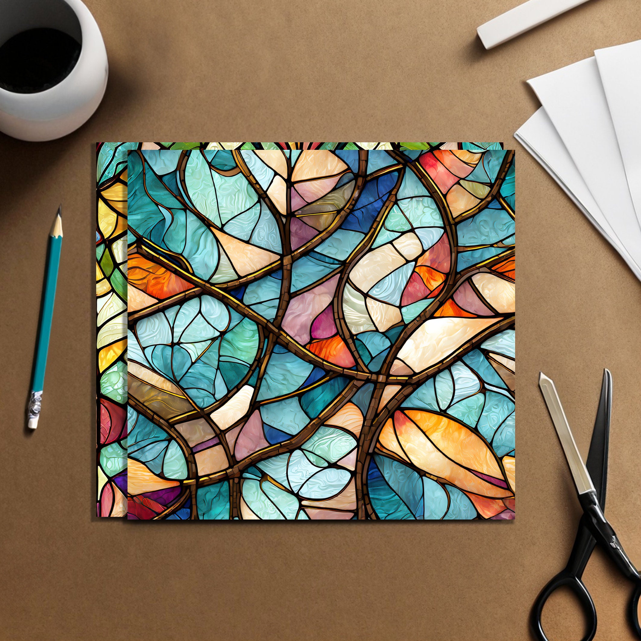 Tiffany Style Stained Glass Digital Paper for Craft Lover DIY Pattern ...
