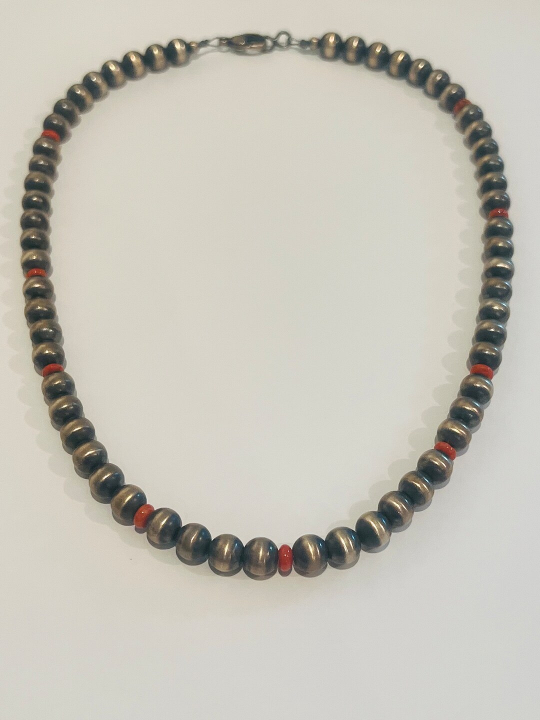 Native American Navajo Handmade Graduated Navaio Silver Pearls With a ...