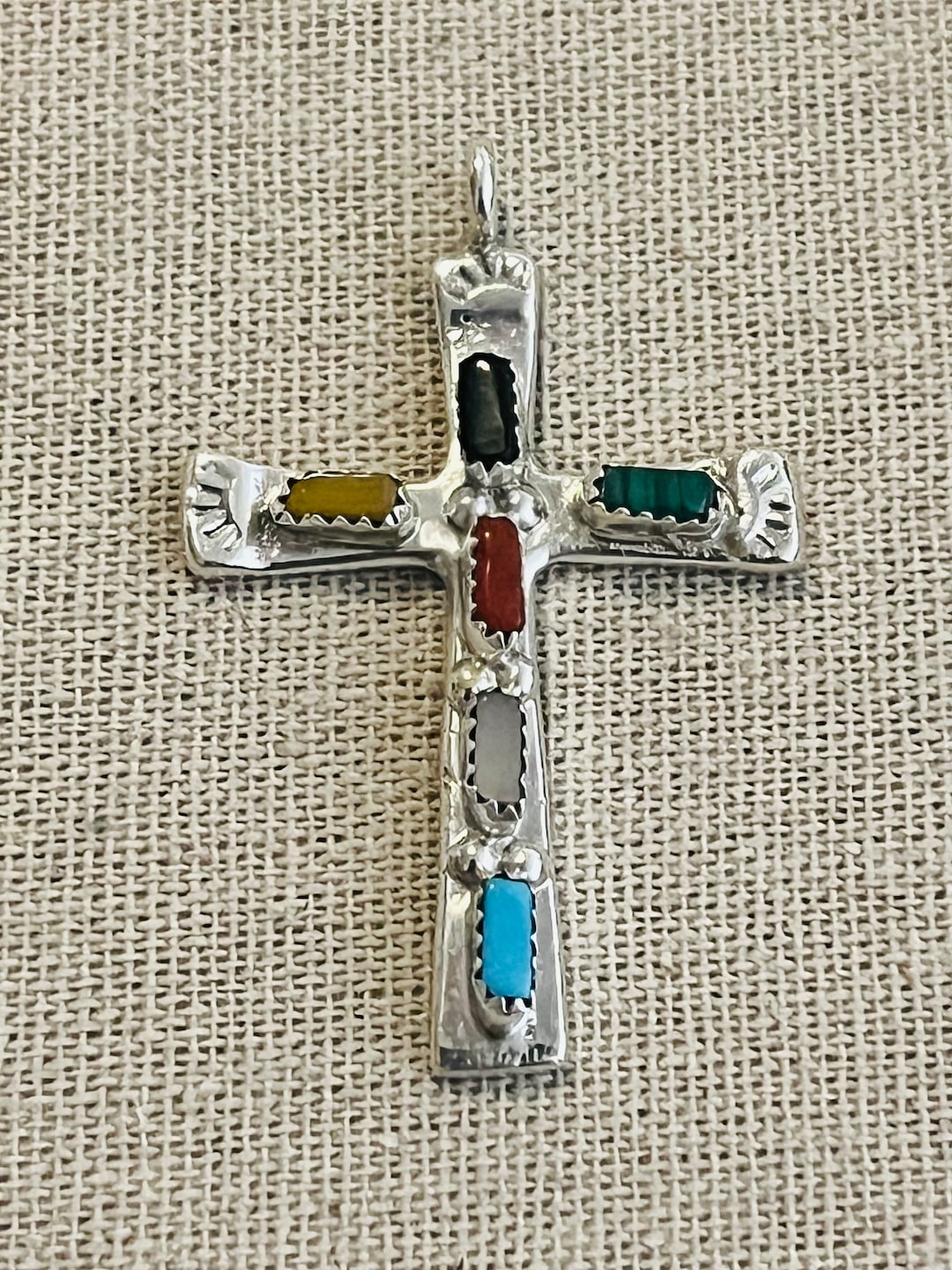 ZUNI- Sterling Silvar & Multi-stone Cross Pendant by CECILIA IULE - Etsy
