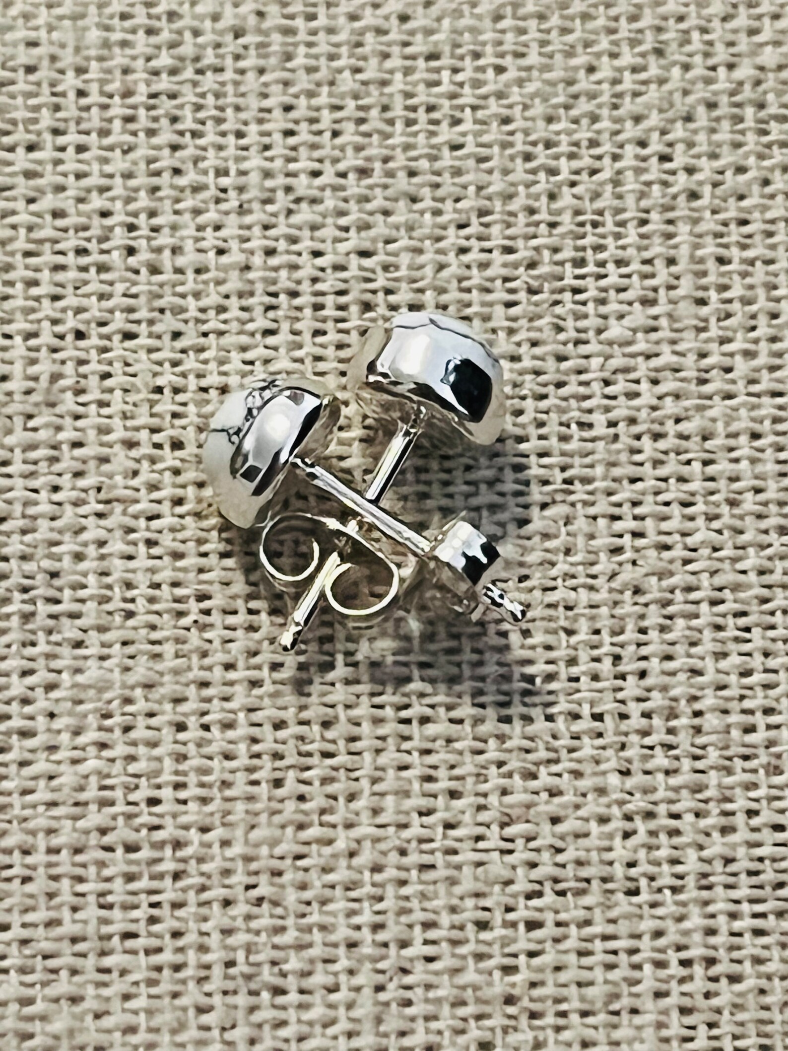 Native American Post Earrings Sterling Silver & White Buffalo Navajo ...