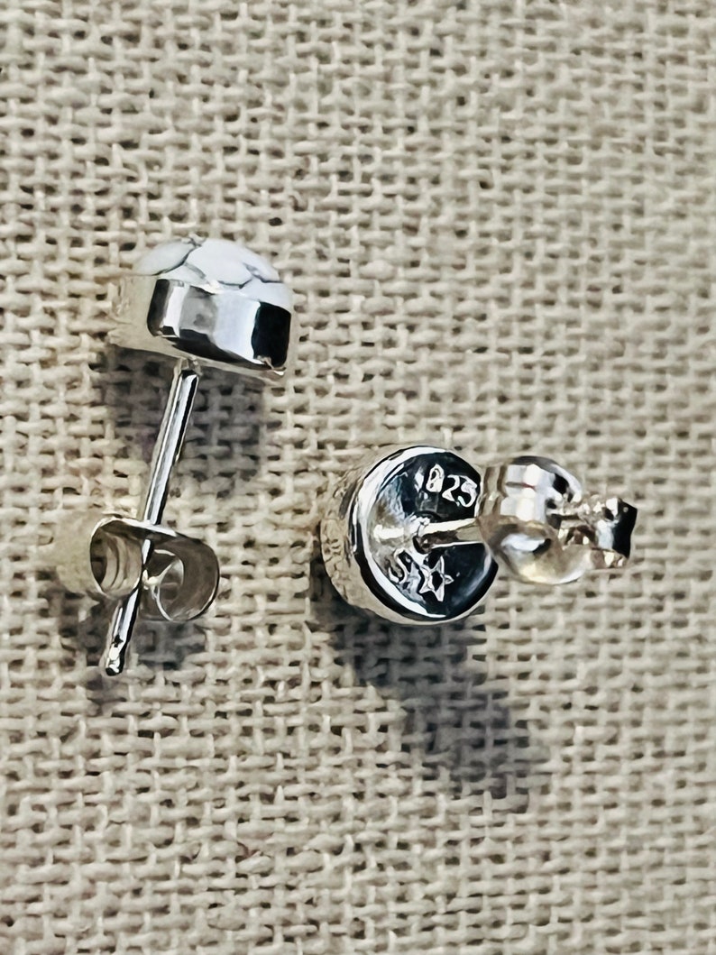 Native American Post Earrings Sterling Silver & White Buffalo Navajo ...