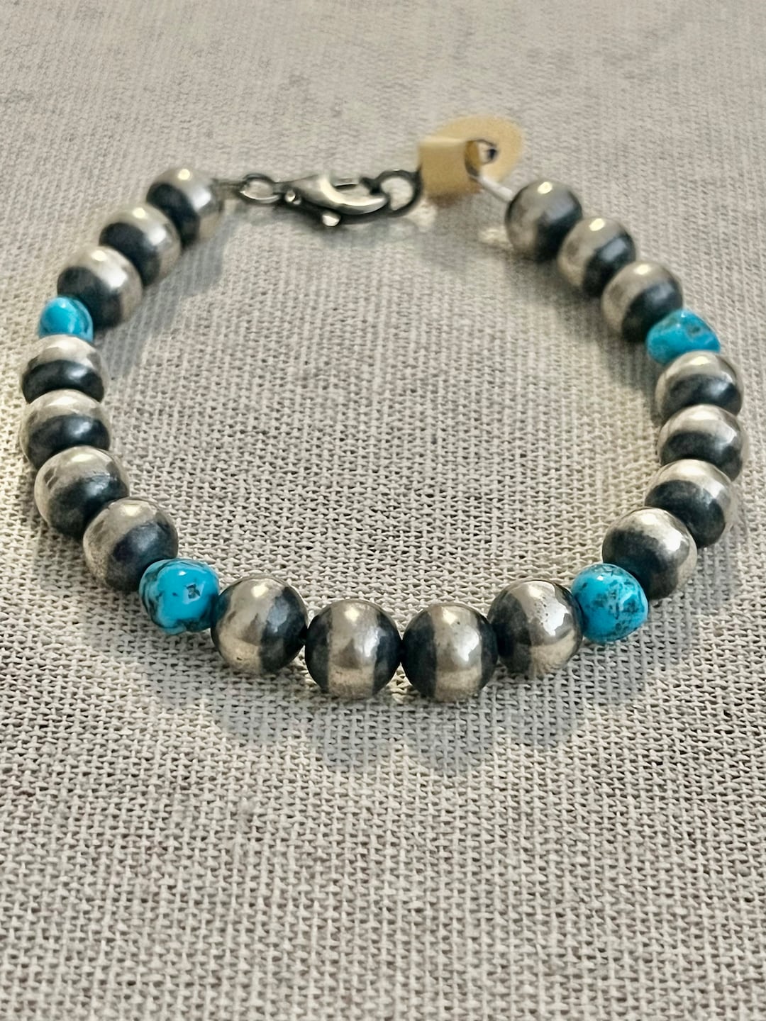 Handmade Navajo Pearls Bracelet , Sterling Silver Set With Turquoise ...