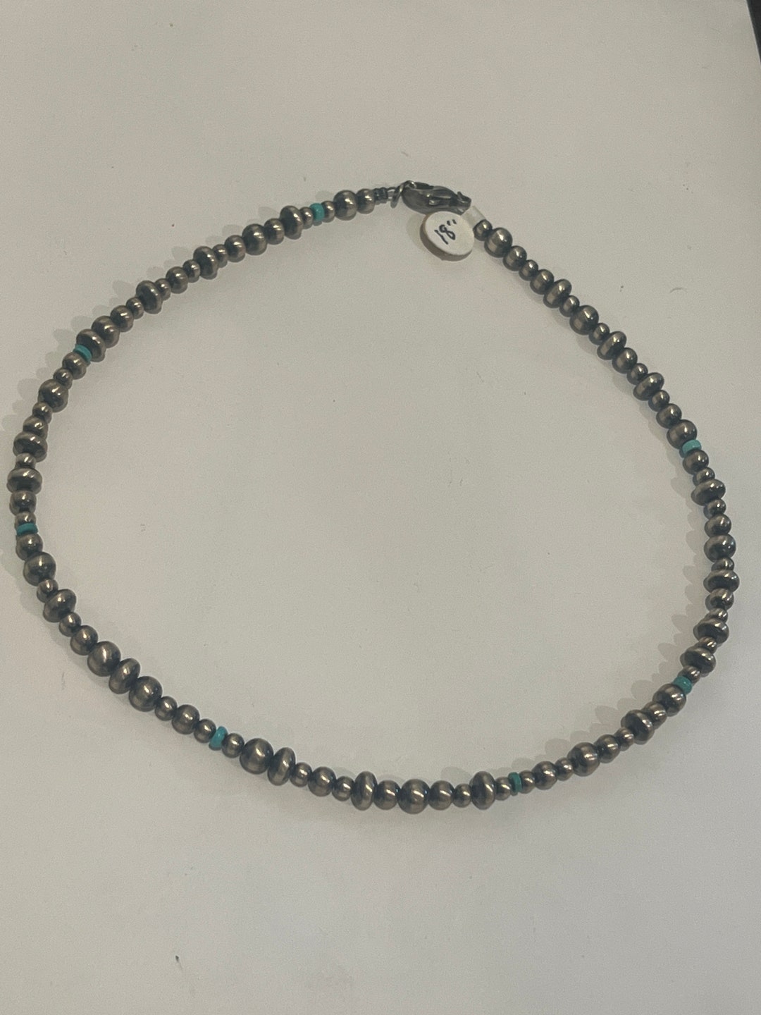 Native American Navajo Handmade Graduated Navaio Silver Pearls With a ...