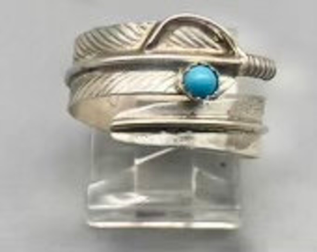 Native American Navajo Feather Handmade Sterling Silver With Turquoise ...