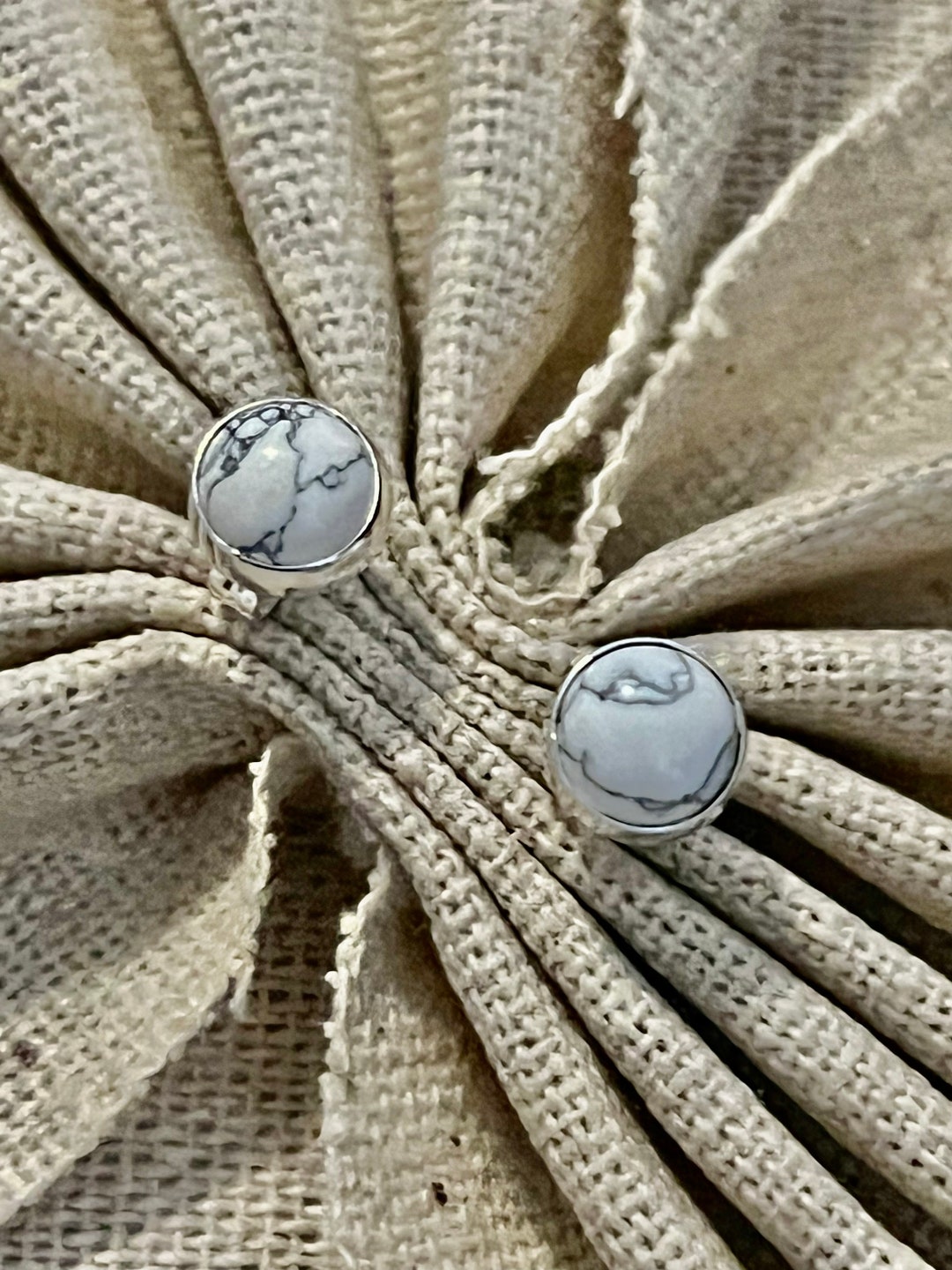 Native American Post Earrings Sterling Silver & White Buffalo Navajo ...