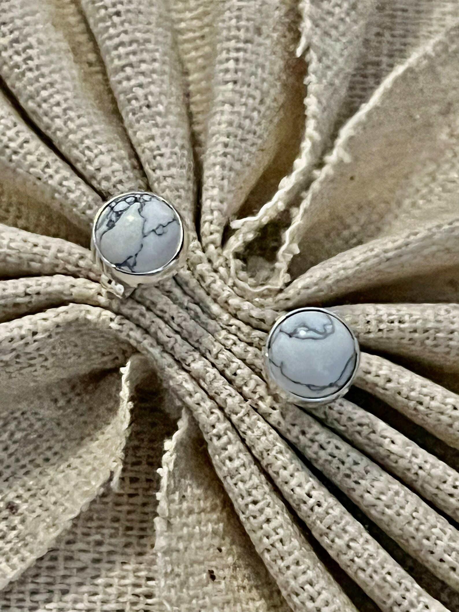 Native American Post Earrings Sterling Silver & White Buffalo Navajo ...