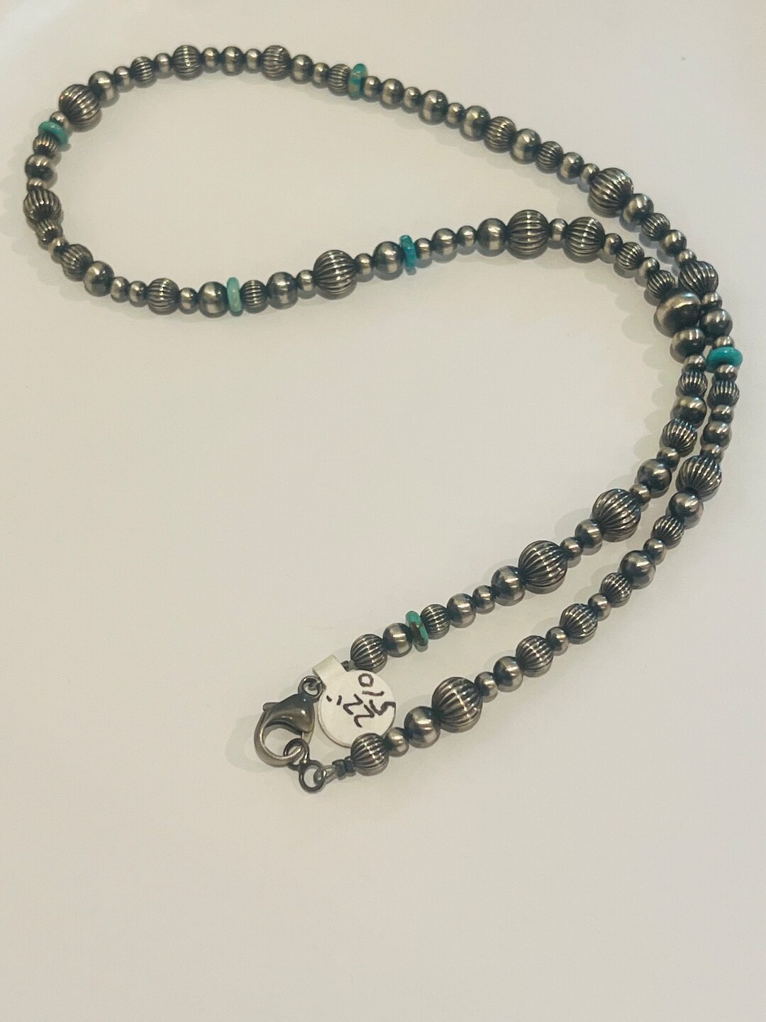 Native American Navajo Handmade Graduated Navaio Silver Pearls With ...