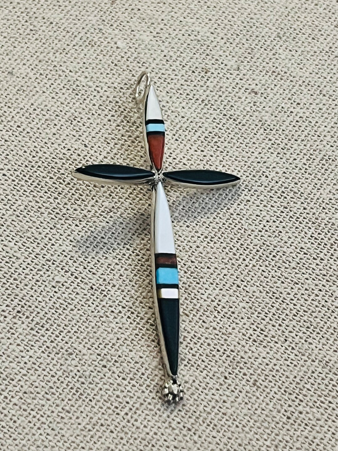 Zuni Indian Sterling Silver Inlay Cross Pendant Signed - Etsy