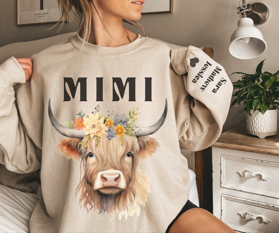 Personalized Cow Mimi Sweater Gift Idea for Cow Lover Grandmas, Custom ...
