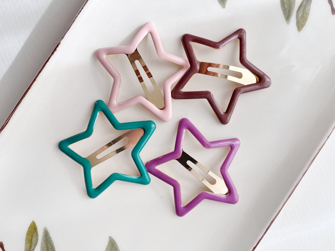 FOUR-PACK Large Y2K Star Shaped Hair Snaps - Etsy