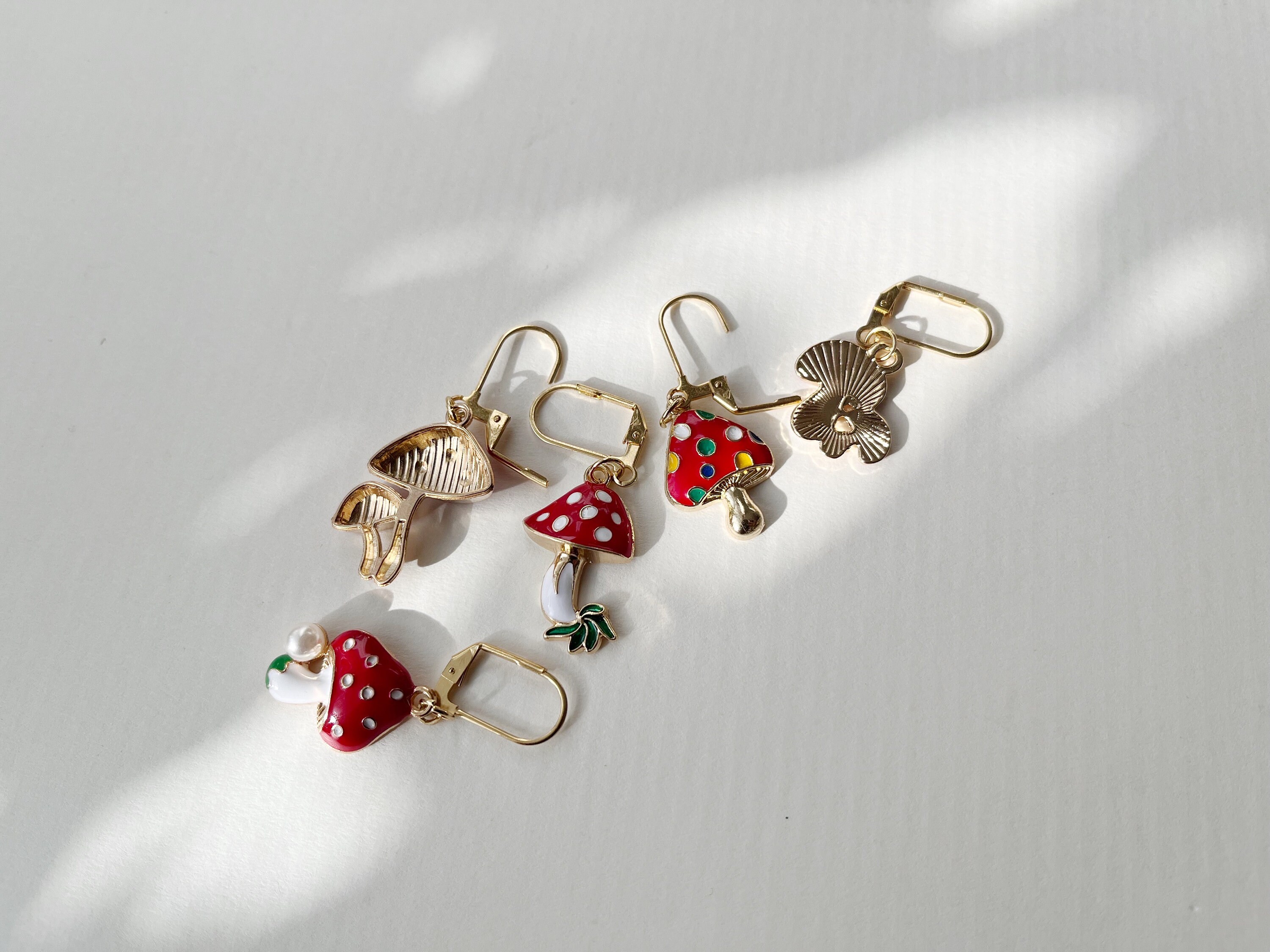 Mushroom Stitch Marker Set With a Lever Back Clasp set of 5 - Etsy