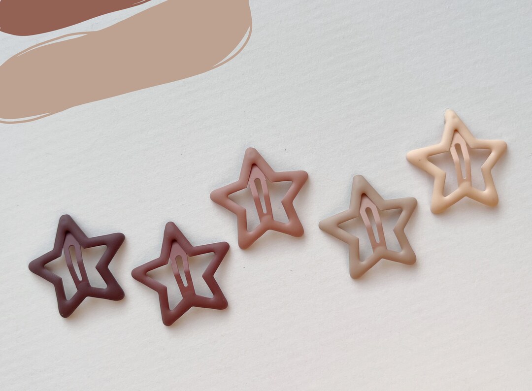 FOUR-PACK Neutral Y2K Star Shaped Hair Snaps - Etsy