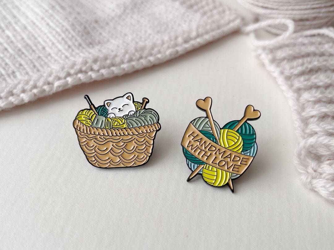 Knitting and Yarn Enamel Pin Lapel Pin, Knitting Brooch - Etsy