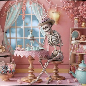 Skeleton Drinking Tea Png, 20oz Skinny Tumbler, Tumbler Wrap, Straight ...