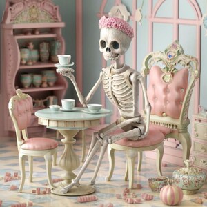 Skeleton Drinking Tea Png, 20oz Skinny Tumbler, Tumbler Wrap, Straight ...