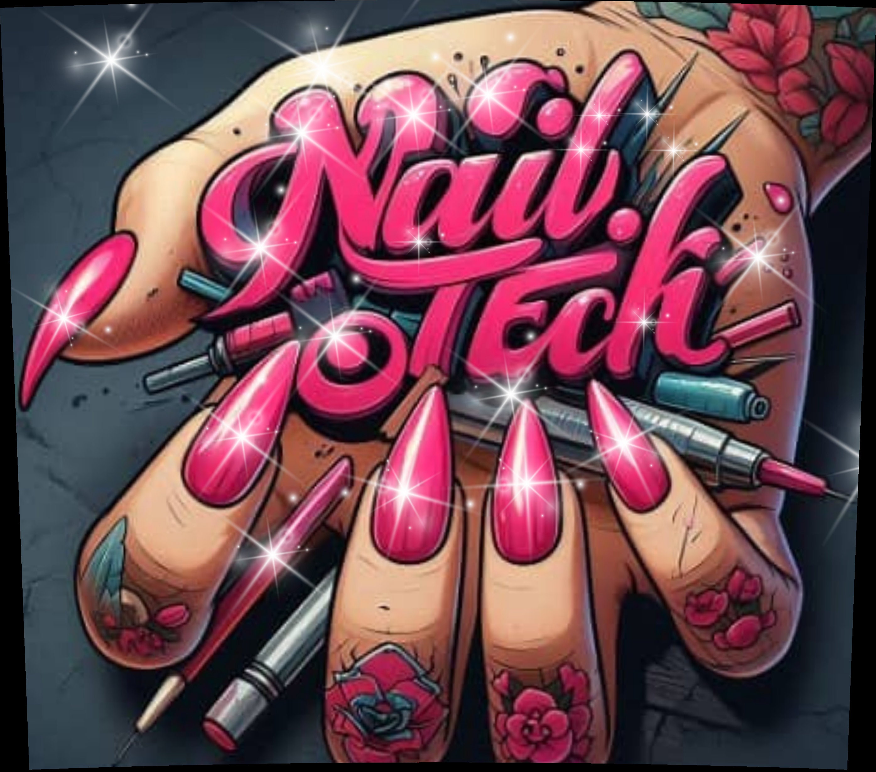 Nail Tech Logo| 20oz Skinny Tumbler| Sublimation Design| Straight ...