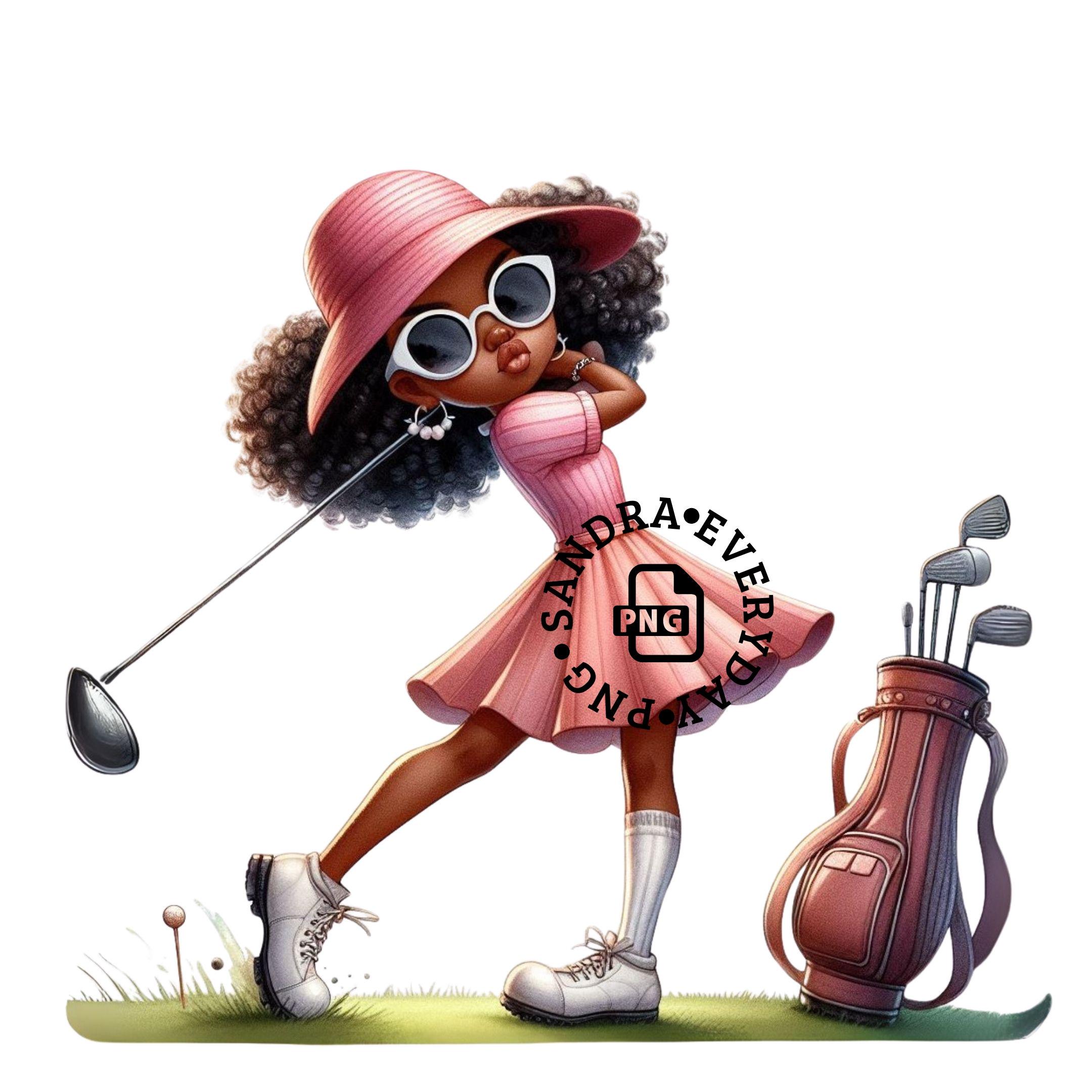 Quirky Black Woman Golfer Clipart: African American Journaling ...