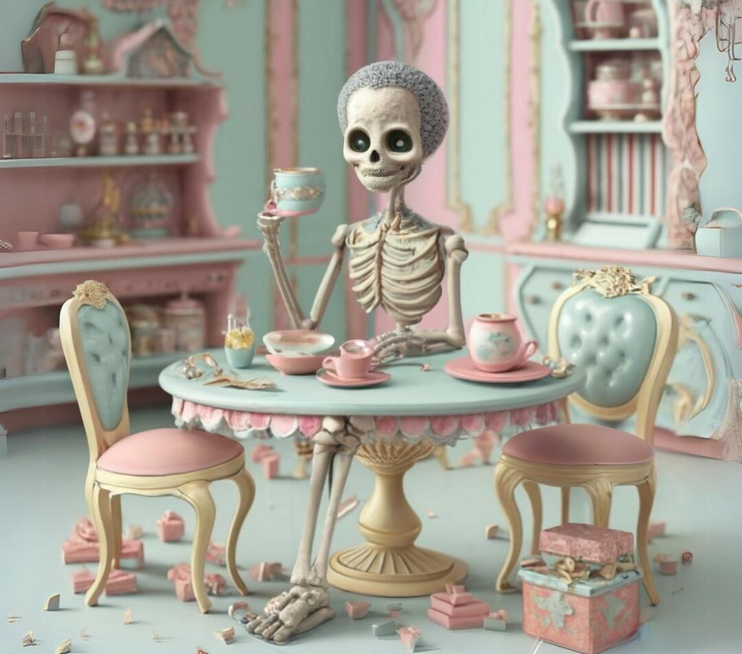 Skeleton Drinking Tea Png, 20oz Skinny Tumbler, Tumbler Wrap, Straight ...