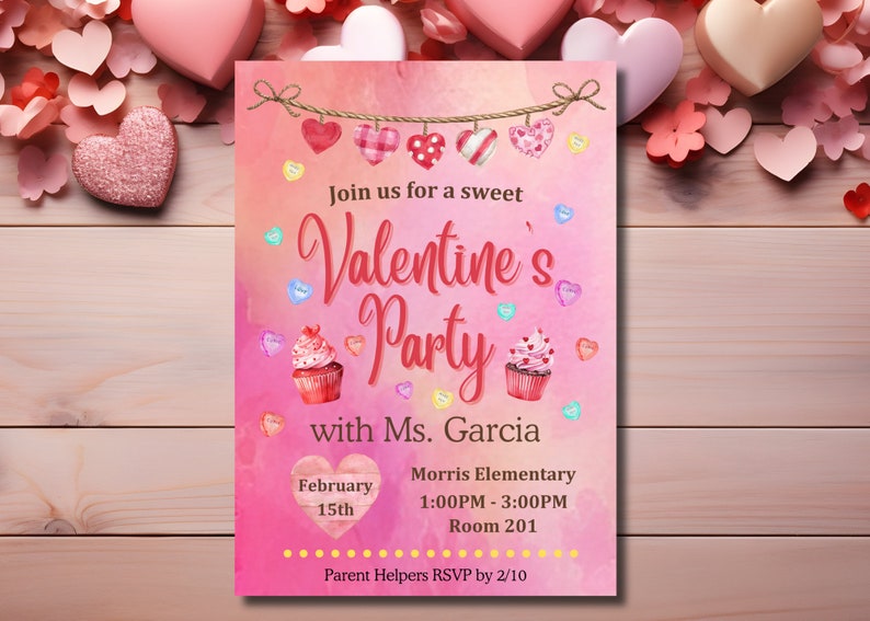 Class Party Valentine's Day Digital Invitation - Editable - Valentines ...