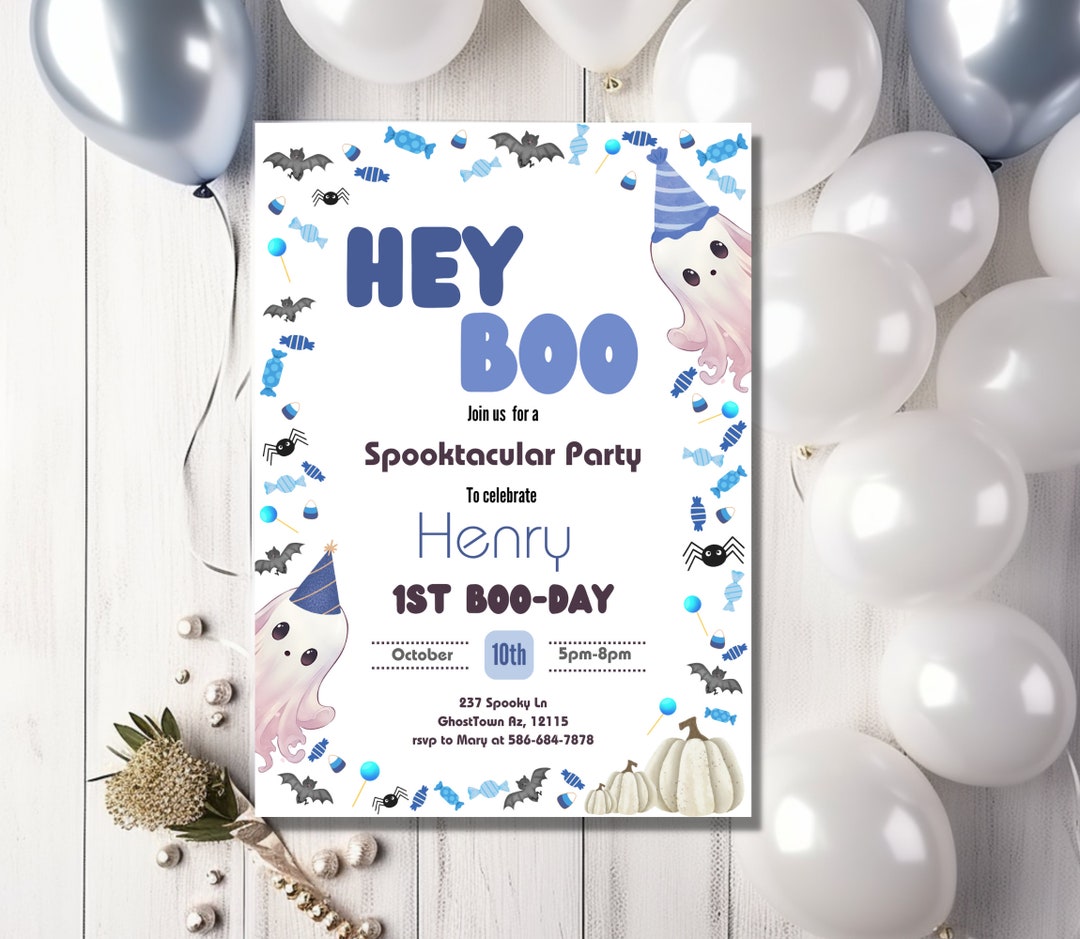 Hey Boo Birthday Party Invitation - Digital Invitation - Boo Bash ...