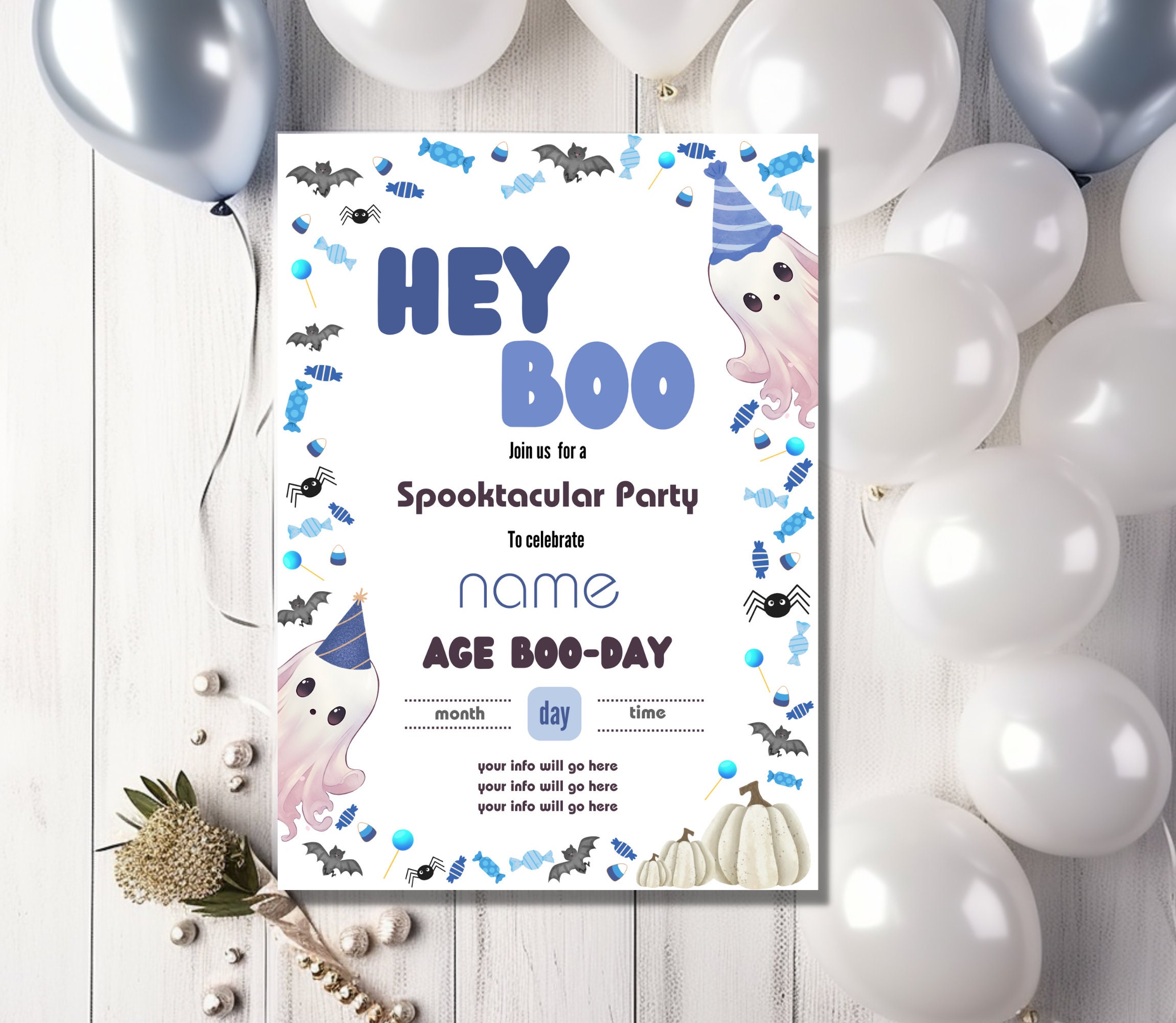 Hey Boo Birthday Party Invitation - Digital Invitation - Boo Bash ...