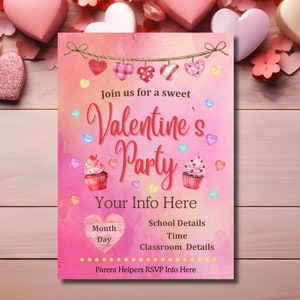 Class Party Valentine's Day Digital Invitation - Editable - Valentines ...