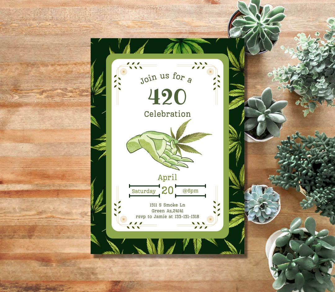 420 Party Invite 420 Invite Marijuana Digital Invite Weed Party ...