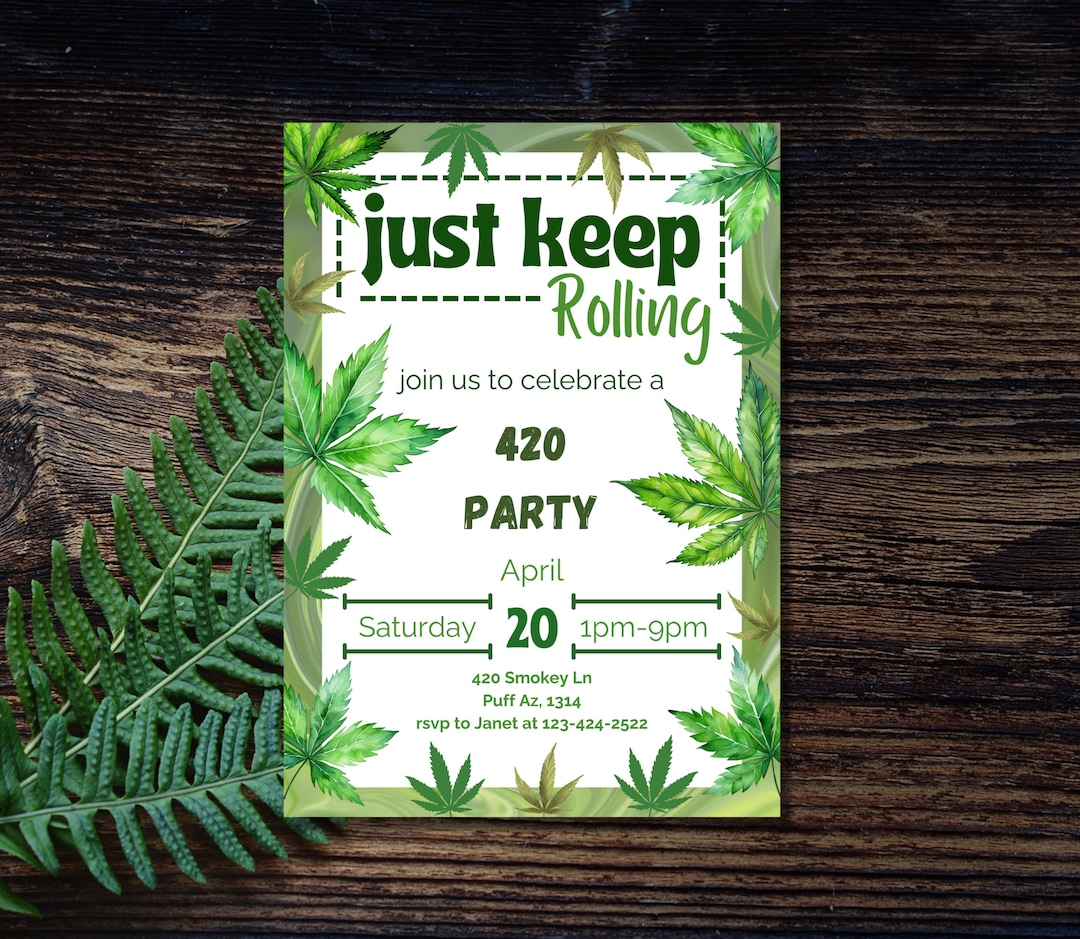 420 Party Digital Invite - Marijuana Digital Invite - Weed Birthday ...