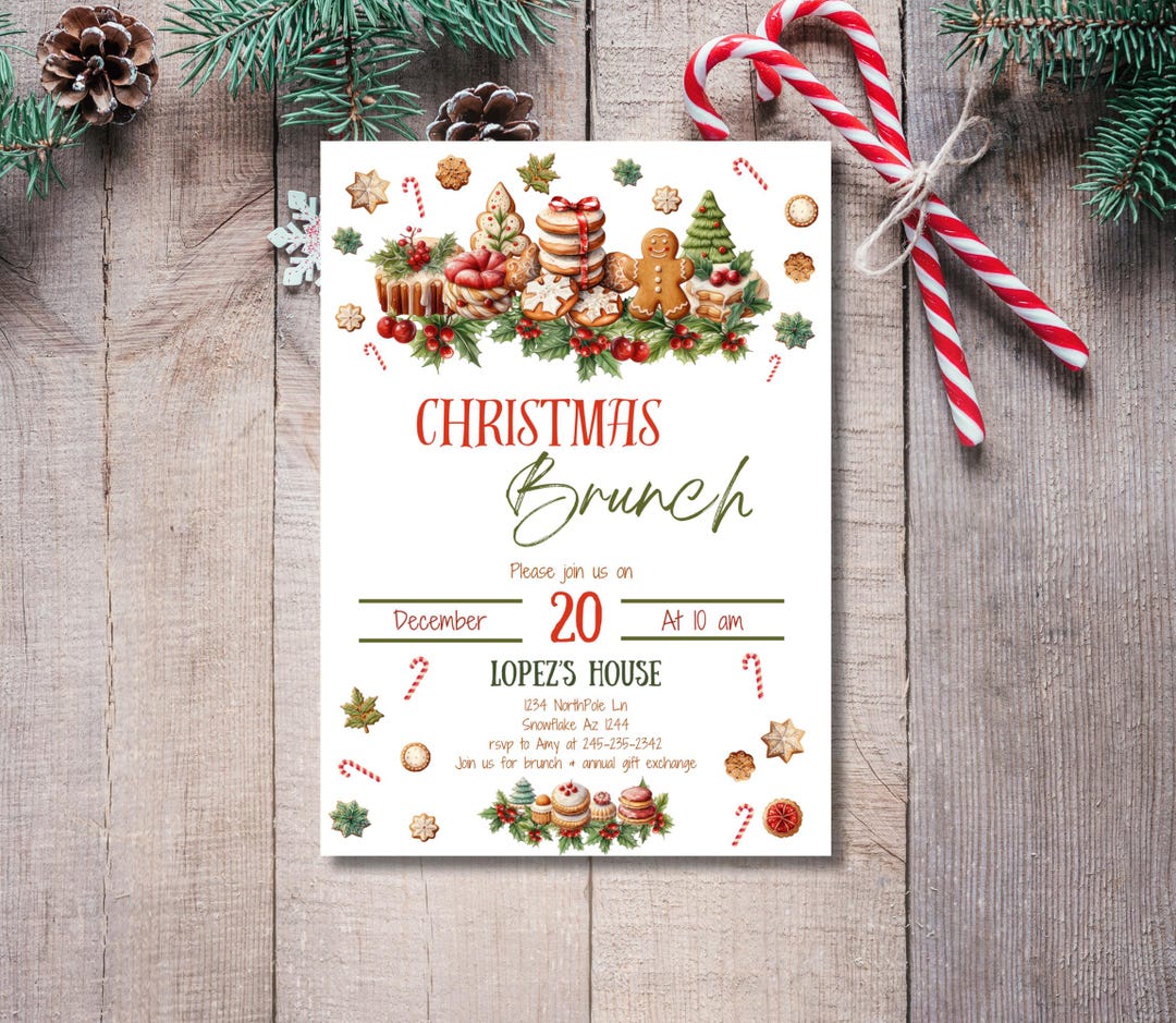 Christmas Brunch Digital Invitation - Holiday Brunch Party - Christmas ...