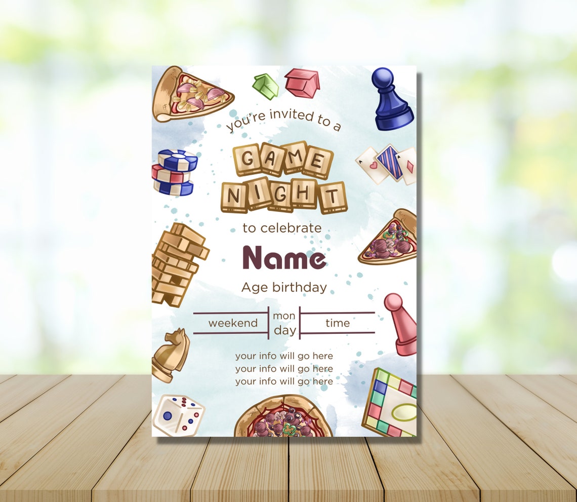 Game Night Invitation: Editable Party Invite(digital Download, Canva ...