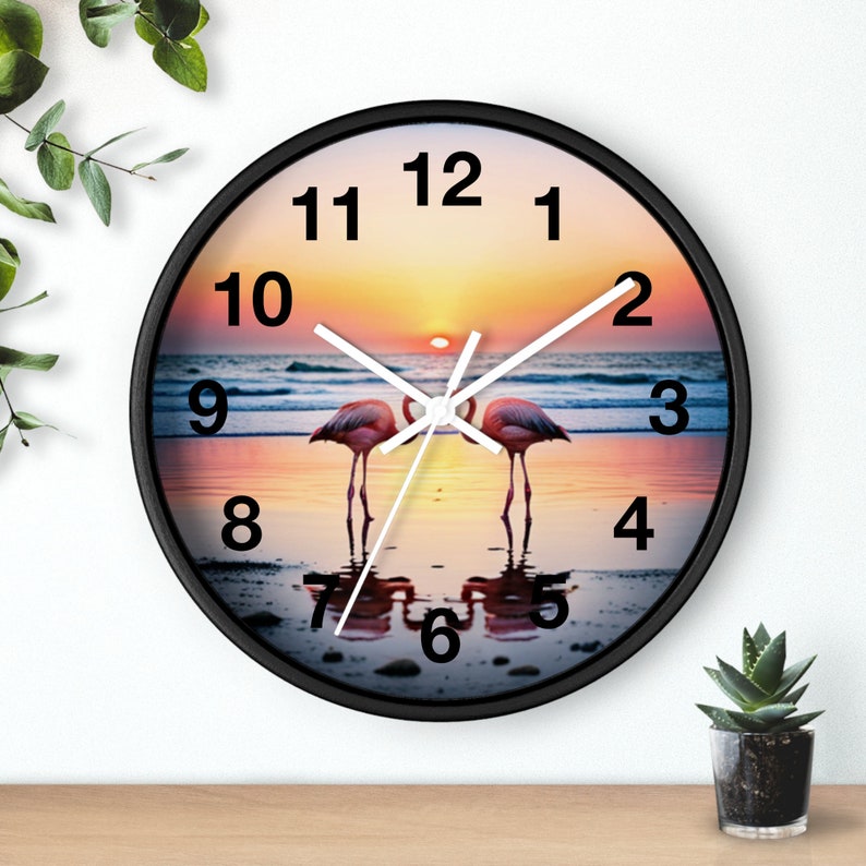 Pink Flamingo Sunset Clock - Etsy