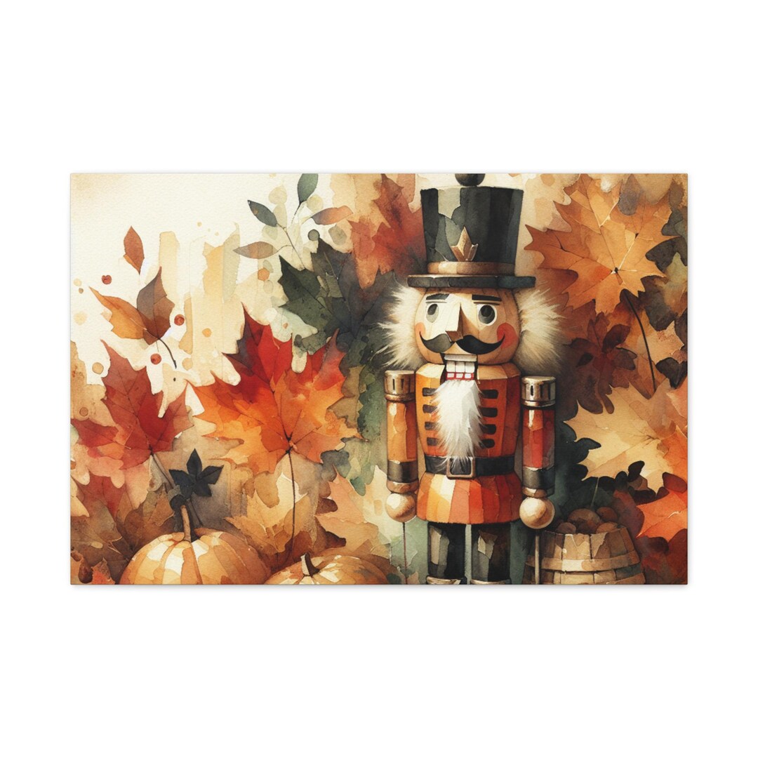 Art Print, Halloween Decor, Matte Canvas Pumpkin Nutcracker Wall Art ...