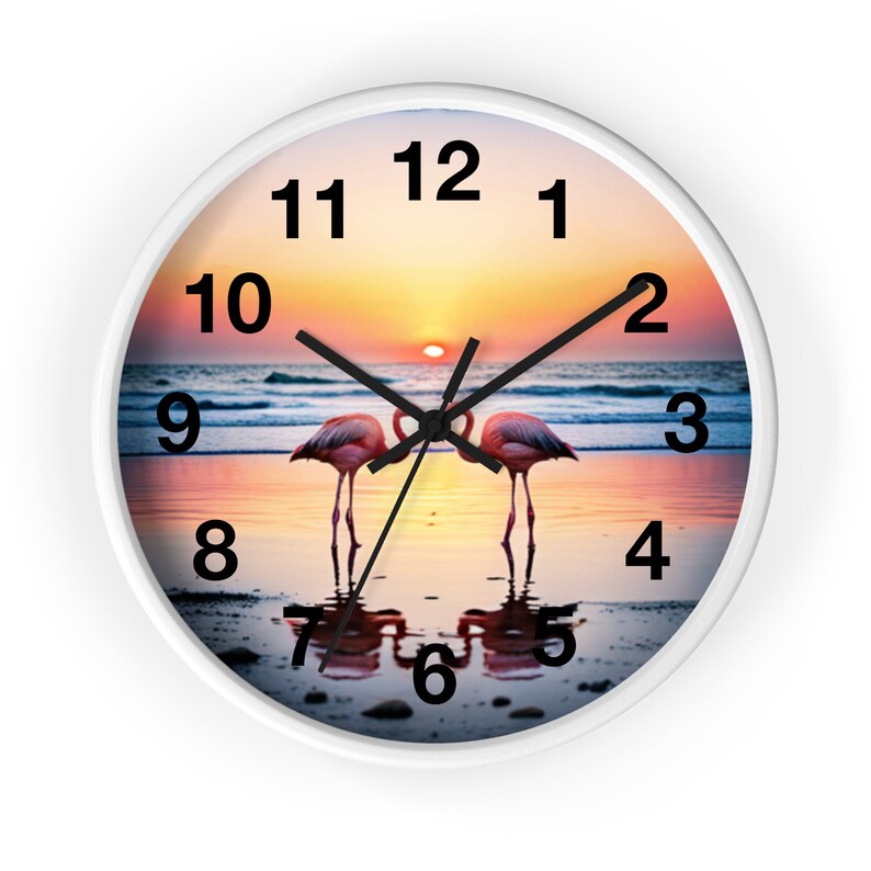 Pink Flamingo Sunset Clock - Etsy