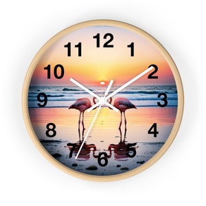 Pink Flamingo Sunset Clock - Etsy