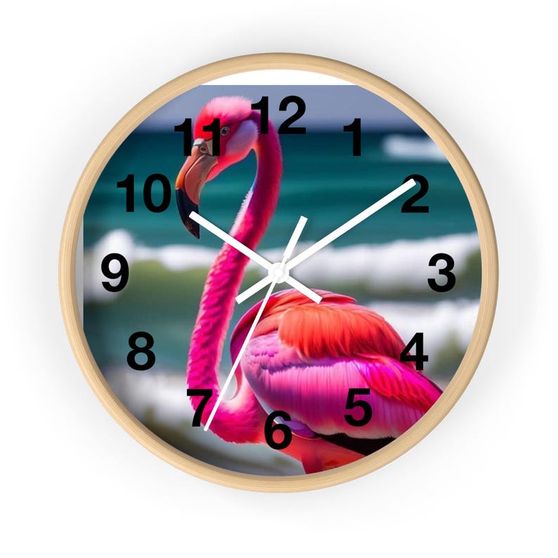 Flamingo Wall Clock, Pink Tropical Bird Decor, Unique Flamingo Home ...