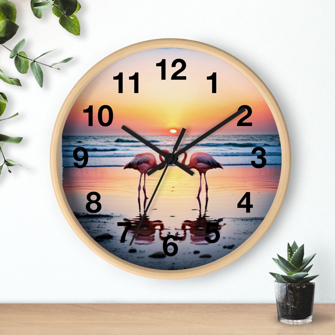 Pink Flamingo Sunset Clock - Etsy