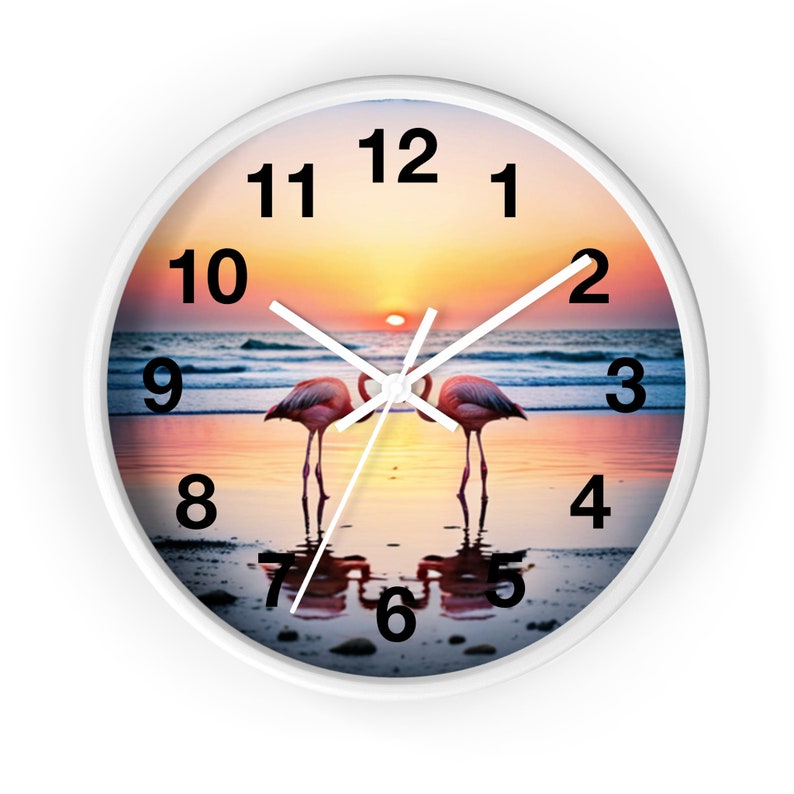 Pink Flamingo Sunset Clock - Etsy
