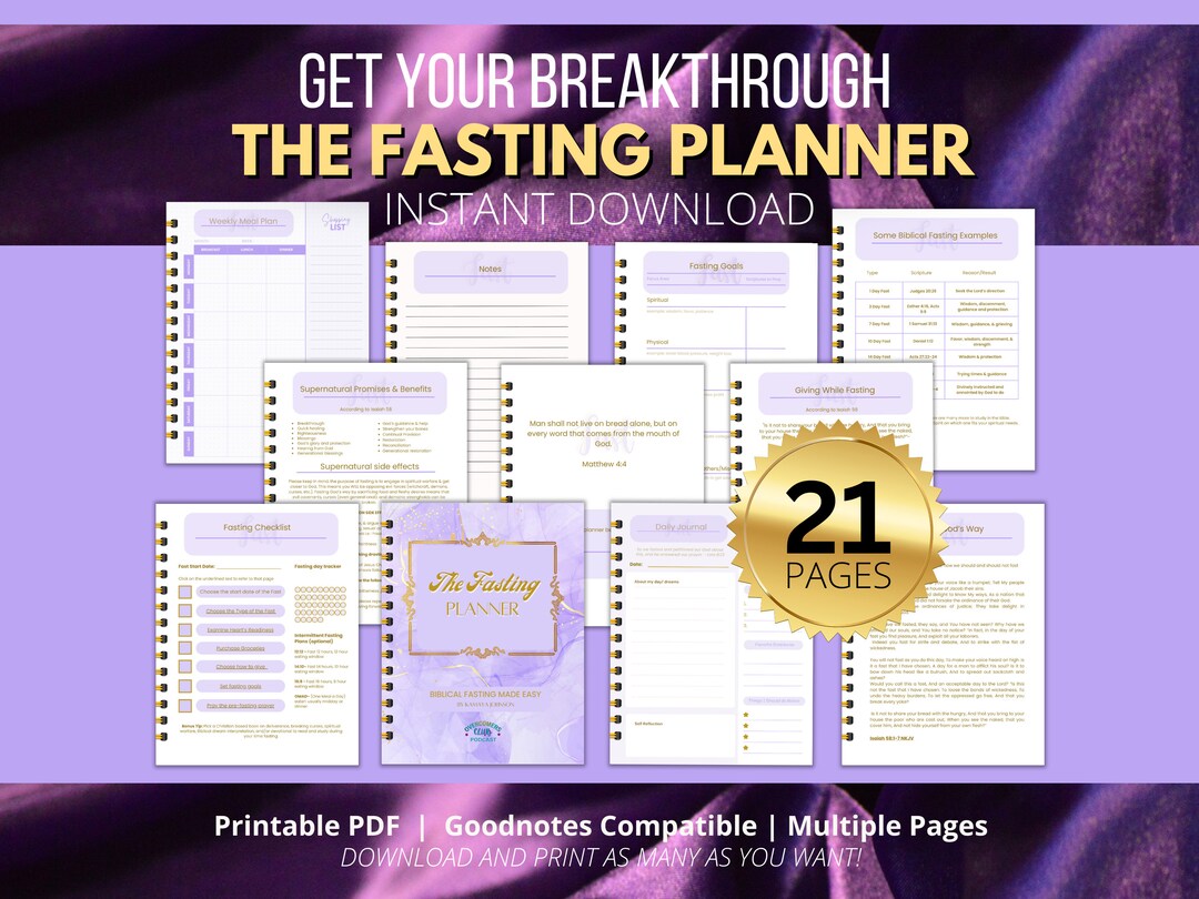 Printable Fasting Planner, Prayer Journal Pages, Royal Purple - Etsy