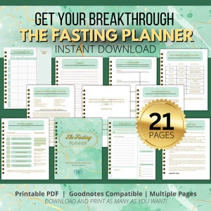 Printable Fasting Planner, Prayer Journal Pages, Jade Theme - Etsy