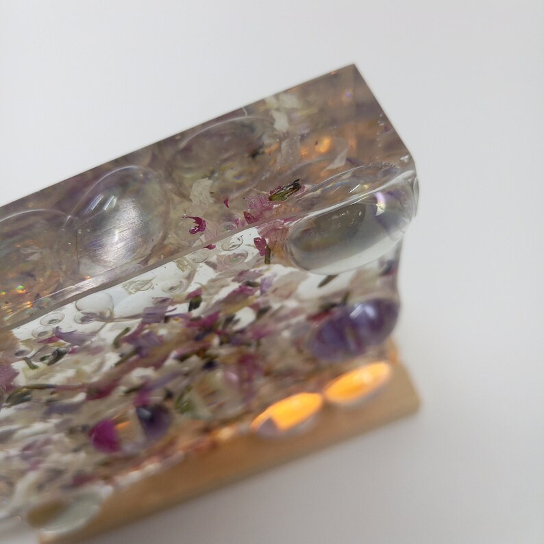 Transparency Decorative Block: Art Object in Pink & Lilac Epoxy Resin ...